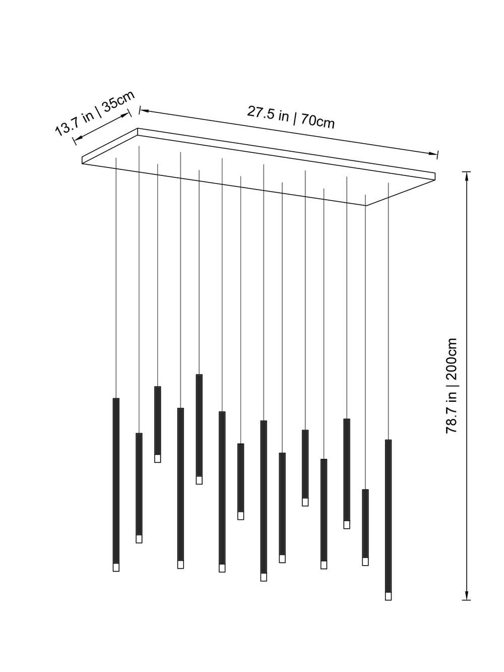 LED Linear Cluster Chandelier - Chandelier - Aurorae Lighting