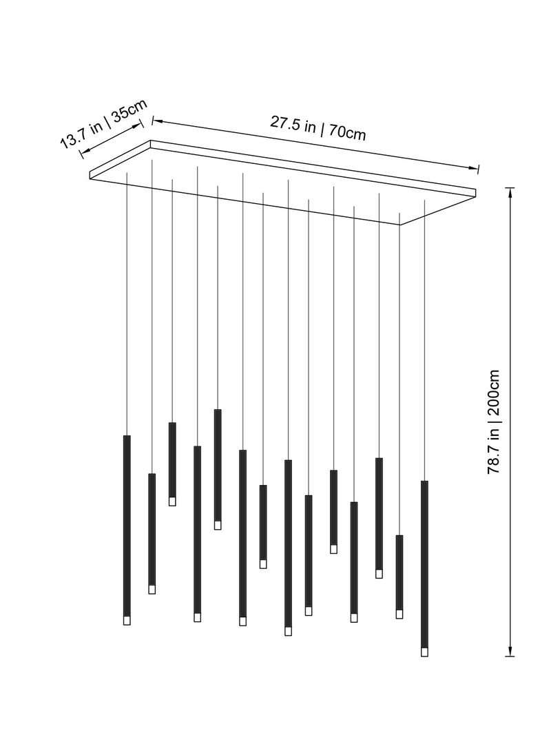 LED Linear Cluster Chandelier - Chandelier - Aurorae Lighting