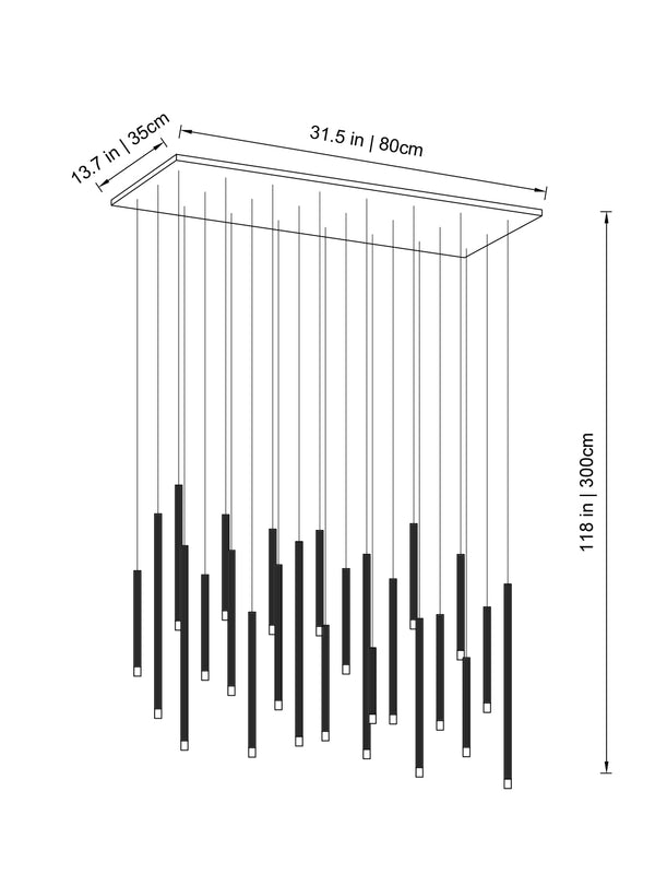 LED Linear Cluster Chandelier - Chandelier - Aurorae Lighting